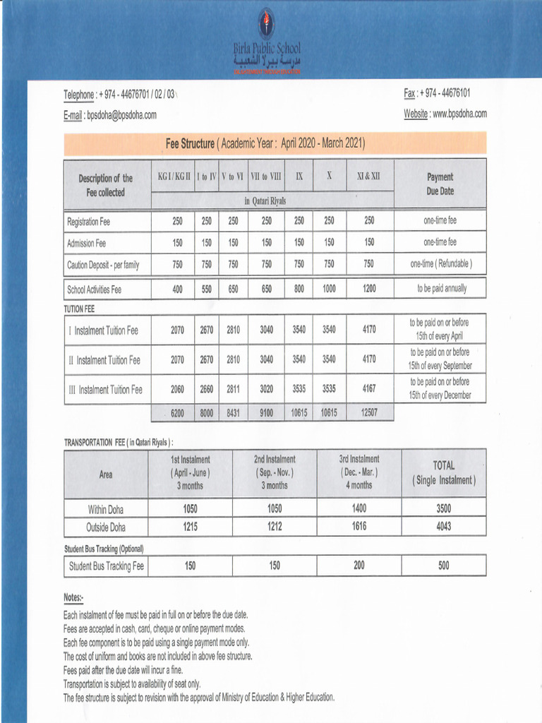 Fee Structure 2020-21 1 | PDF