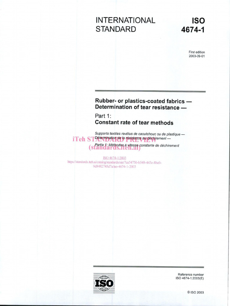 DIN EN ISO 4674-1 Constant Rate of Tear Methods | PDF