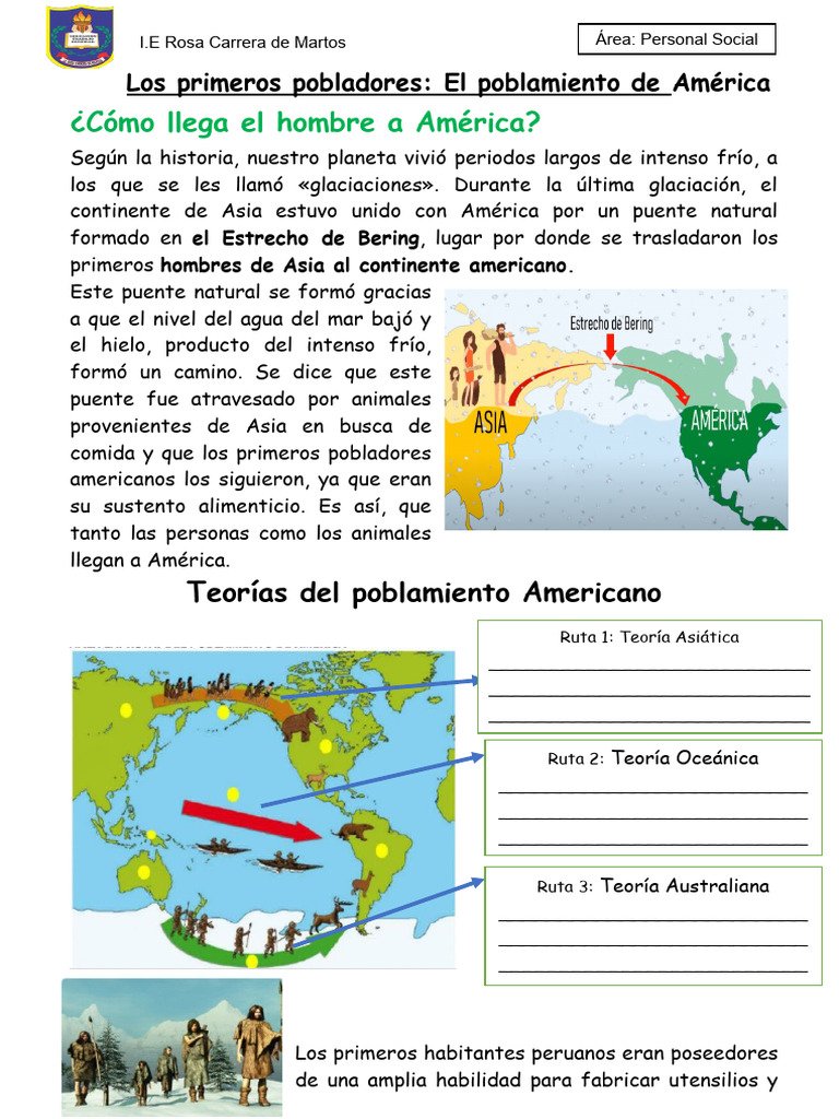 Fichas Del Poblamiento Amercicano | PDF | Nómada | Américas