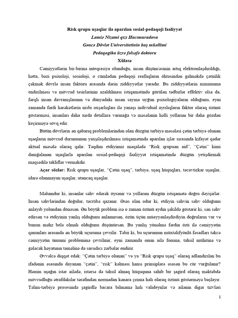 Lamia Hacimuradova Scopus | PDF