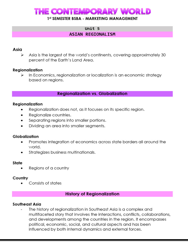 L5- Asian Regionalism | PDF | Southeast Asia | Asia