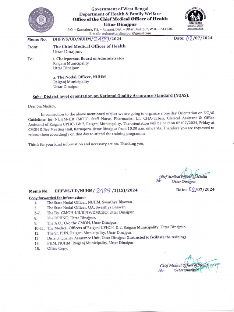 District Level Orientation On NQAS Guideline | PDF