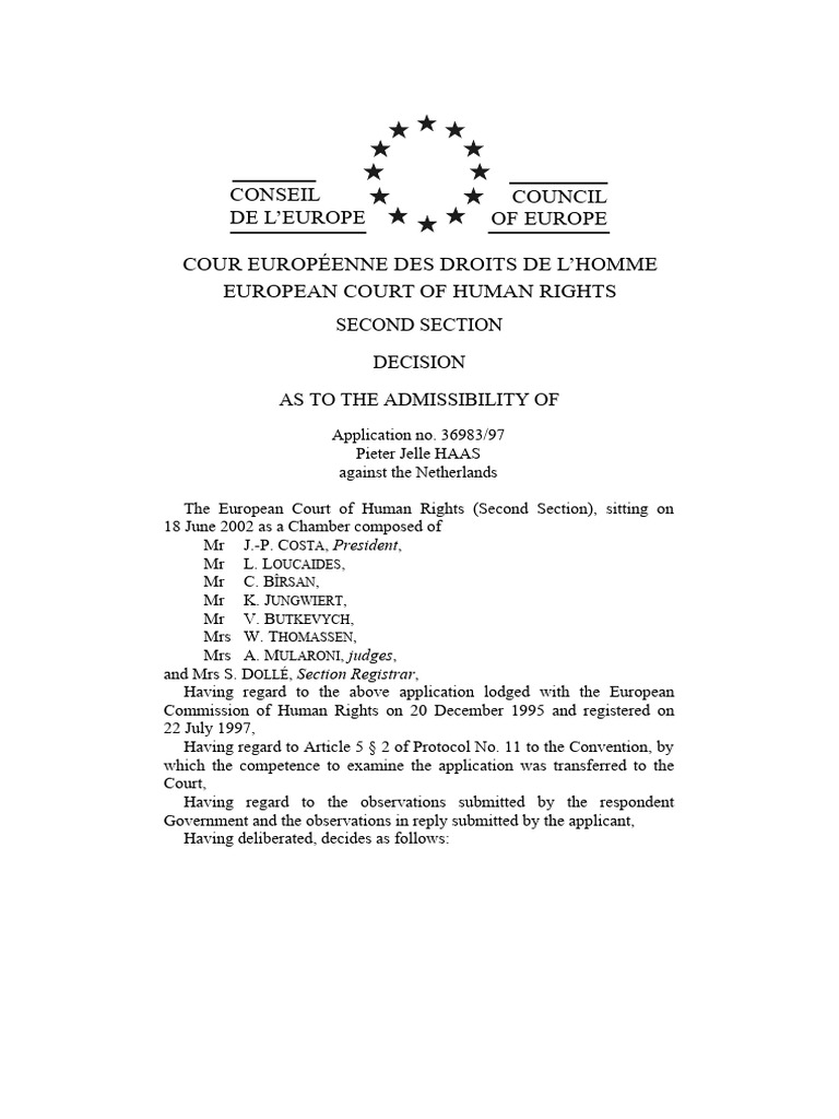 Haas v. The Netherlands | PDF | Father | Intestacy