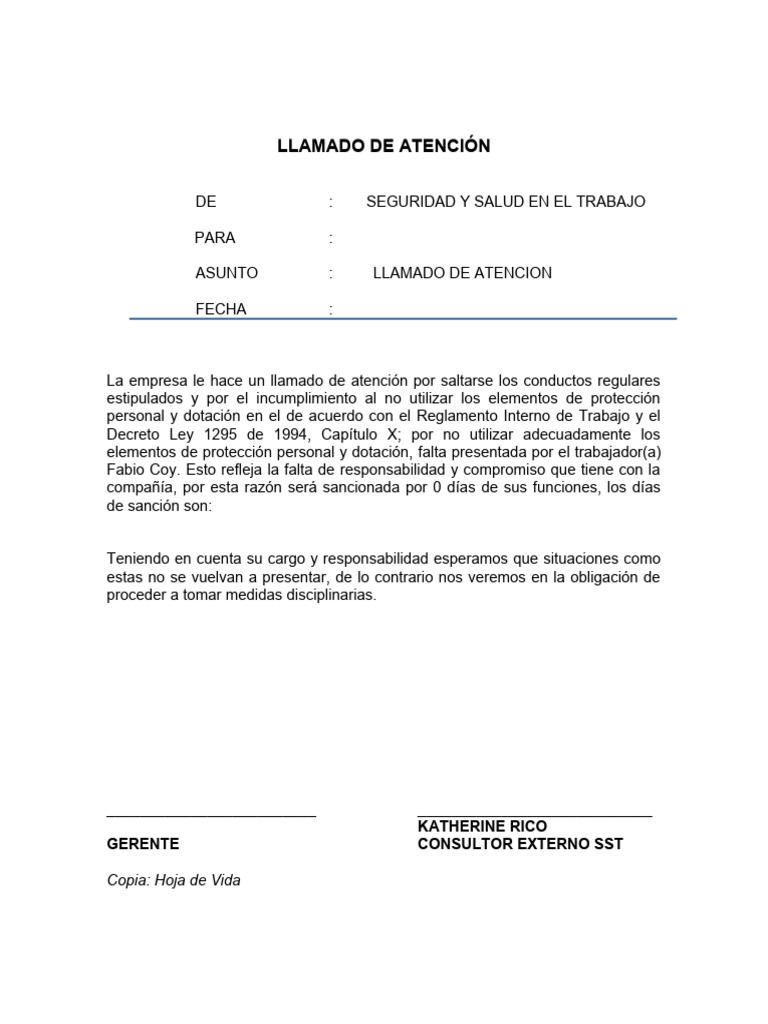 Llamados de Atención por Seguridad Laboral | PDF | Valores | Business