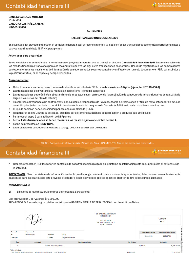 Act 1 Daniela Cardozo | PDF | Contabilidad | Economía Financiera