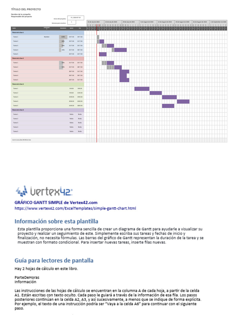 Diagrama de Gantt simple | Descargar gratis PDF | Hoja de cálculo | Gestión de proyectos
