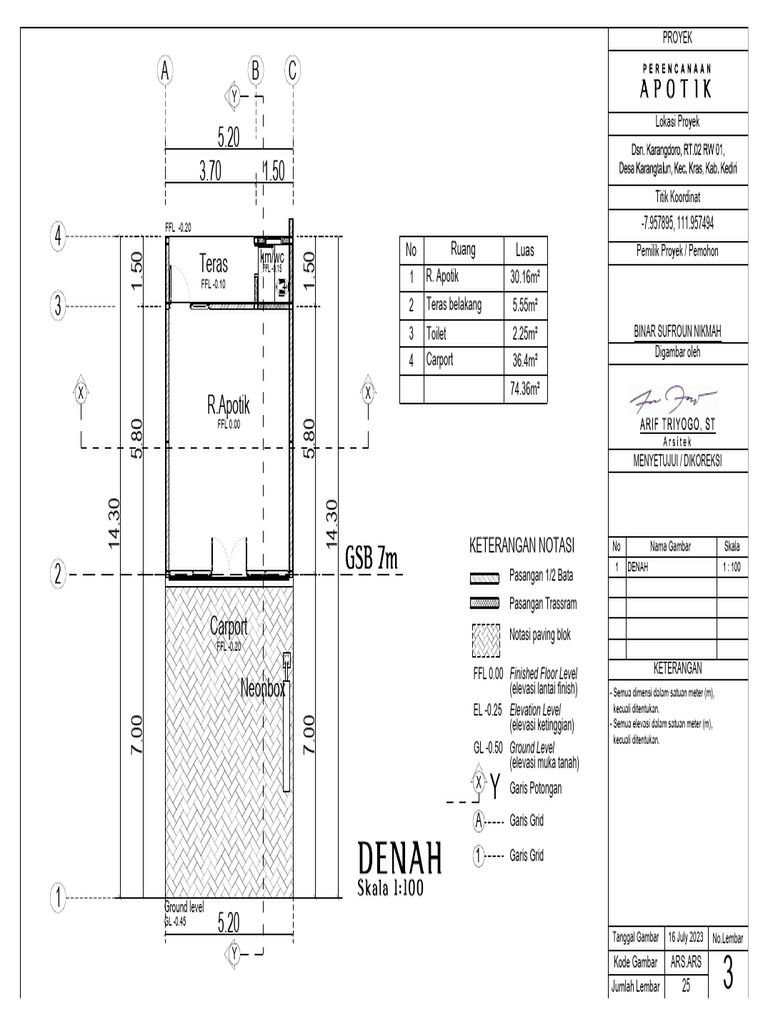 003 - Ars - Layout - Denah - Apotik Kras | PDF