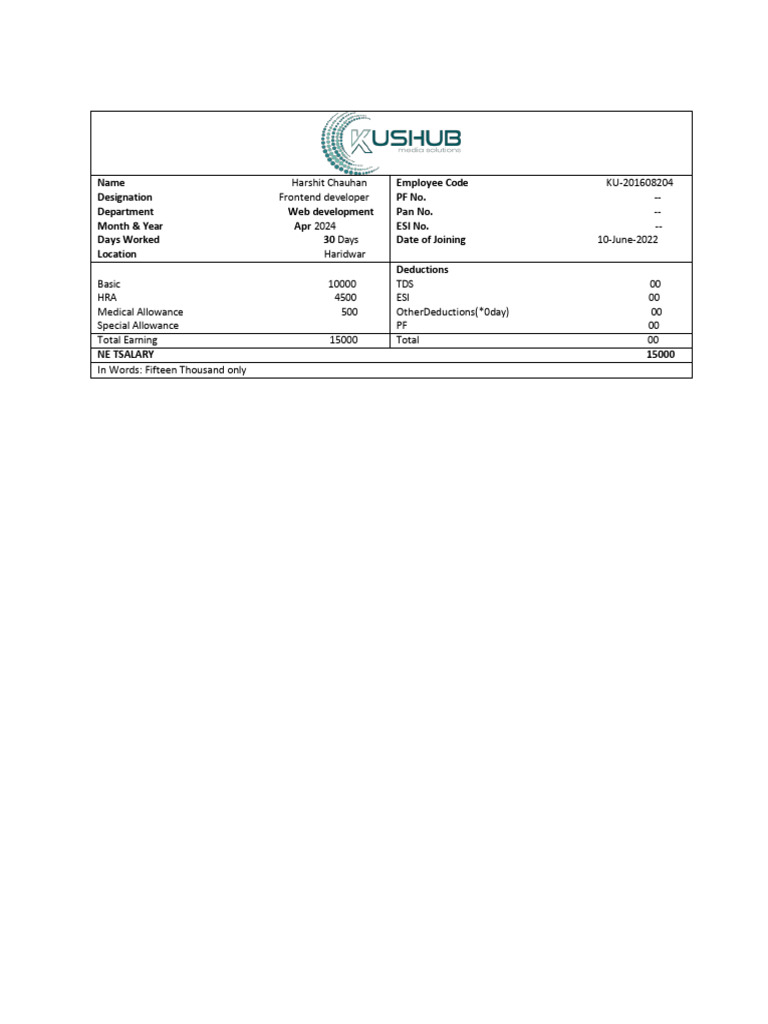 pay slip _1_ | Download Free PDF | Employment Compensation | Employee Relations