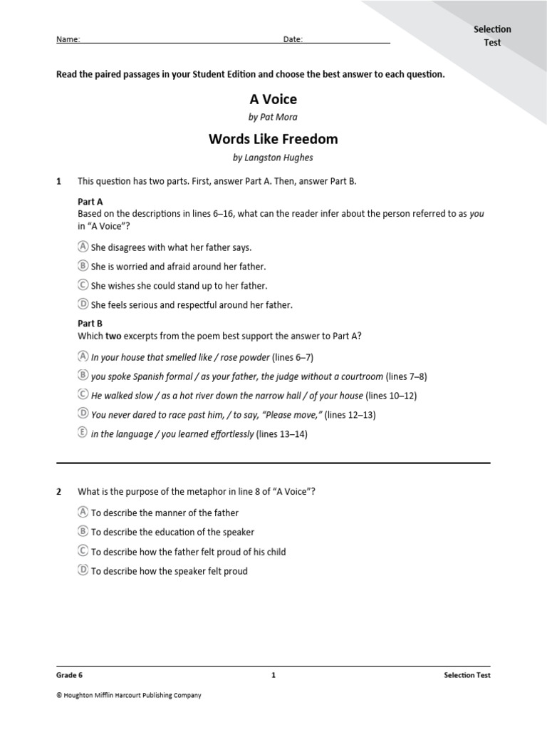 Compare Poems Practice Test | PDF | General Fiction