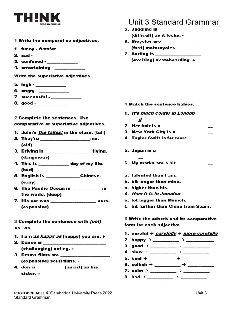 Thk2e BrE L2 Grammar Standard Unit 3 | PDF Thk2e BrE L2 Grammar Standard Unit 3 | PDF