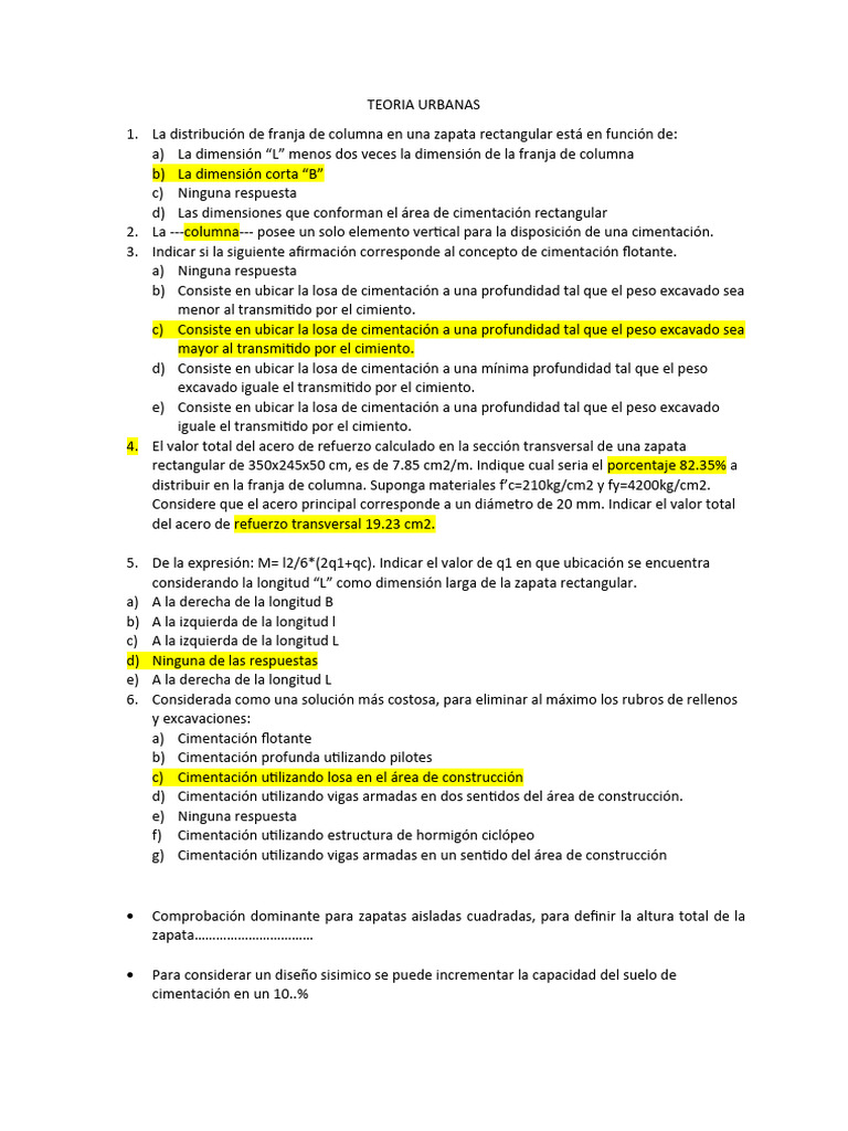 Teoria Urbanas | PDF | Fundación (Ingeniería) | Ingeniería de Edificación