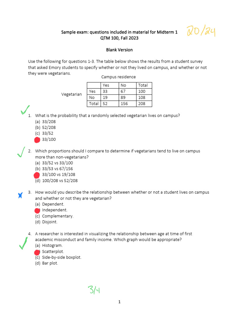 Practice Questions Midterm 1 Blank | PDF | Sampling (Statistics) | Standard Deviation