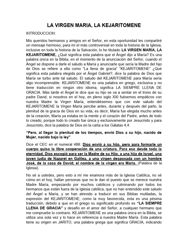 La Virgen Maria, La Kejaritomene. | PDF | María, madre de Jesús ...