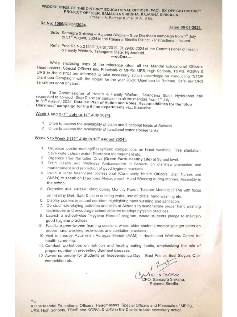 Stop Diarrhoea Campaign 2024 Plan | PDF | Sanitation | Hygiene