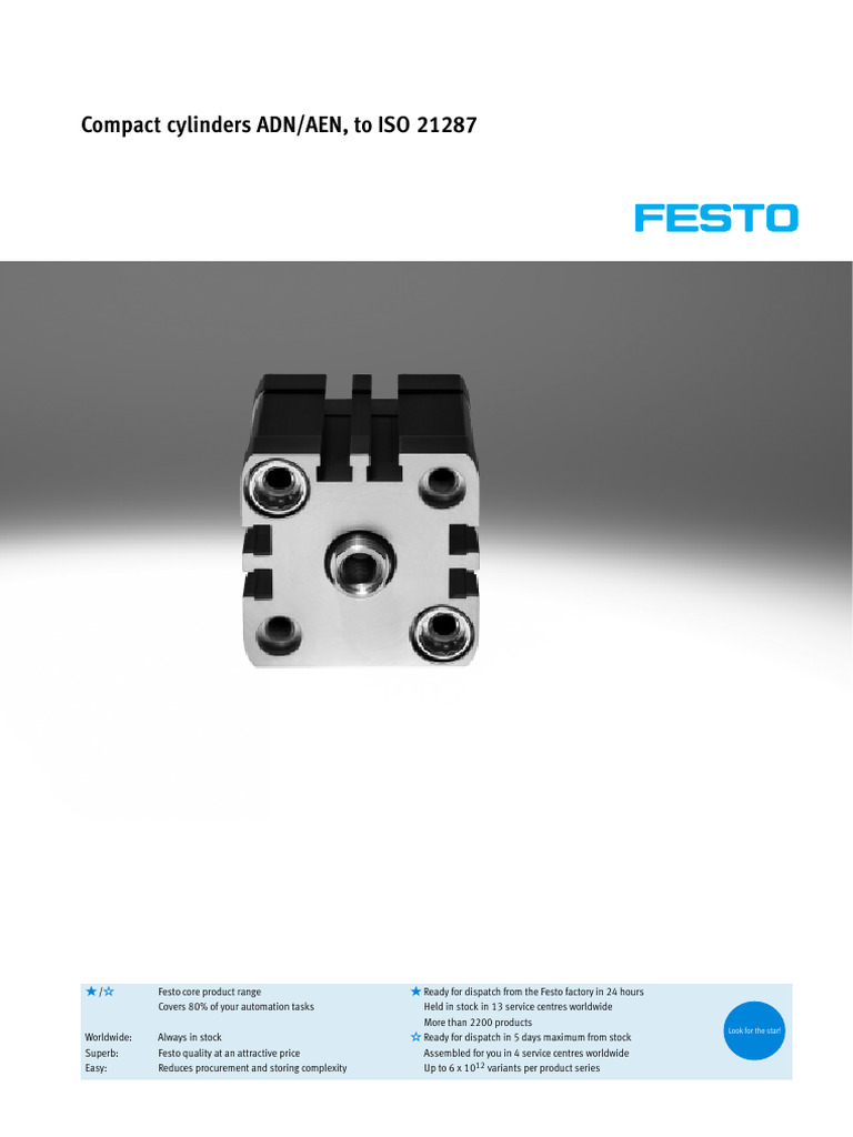 Festo ADN Compact Cylinder Overview | PDF | Piston | Corrosion