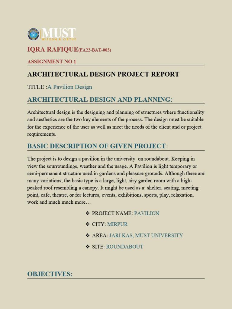 ARCHITECTURAL DESIGN PROJECT REPORT 2qw | PDF | Roof