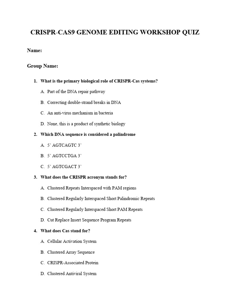 CRISPR Quiz | PDF | Crispr | Rna