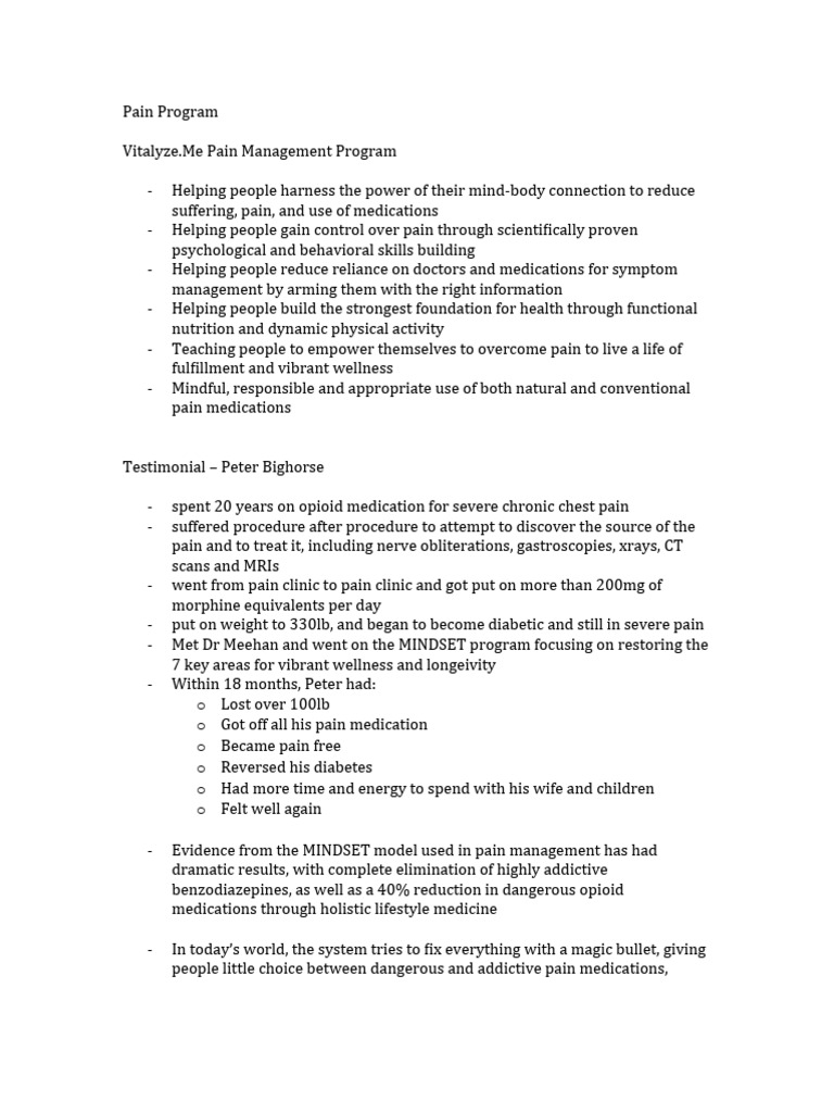 VM Pain Program | PDF | Pain | Pain Management