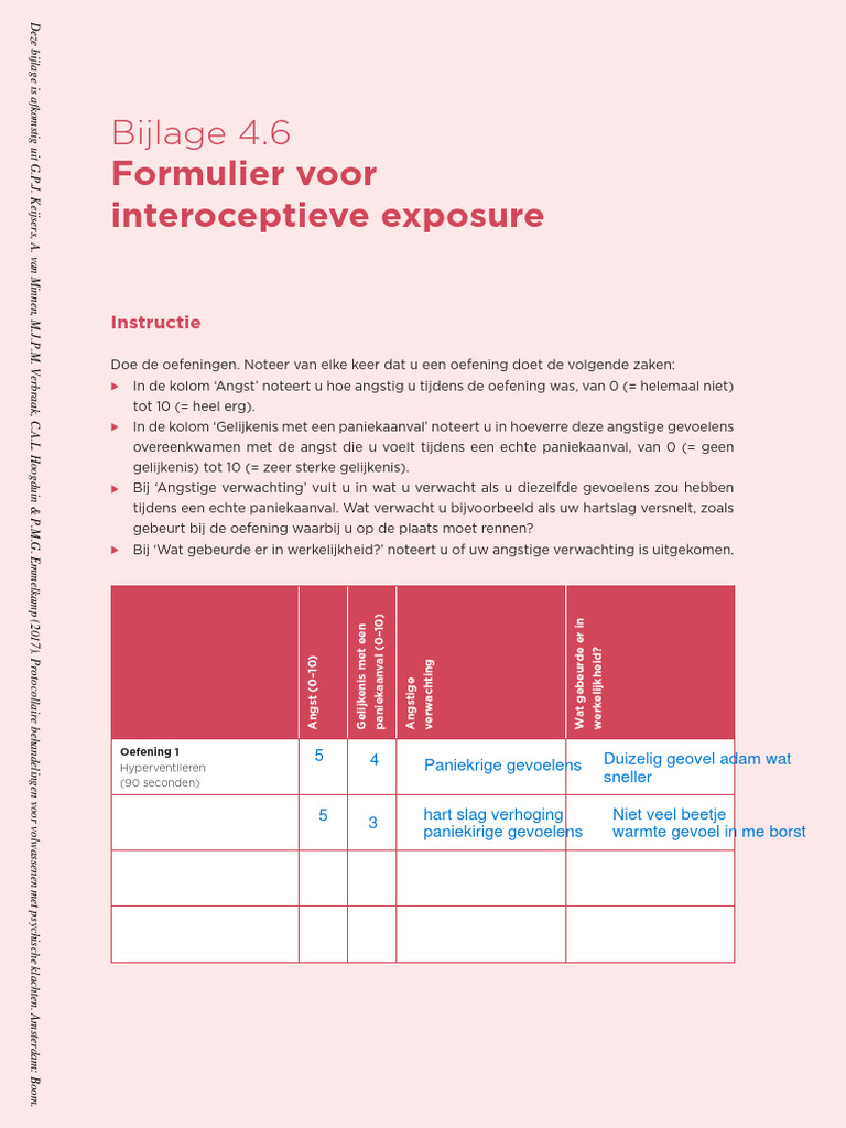 Formulier Voor Interoceptieve Exposure | PDF