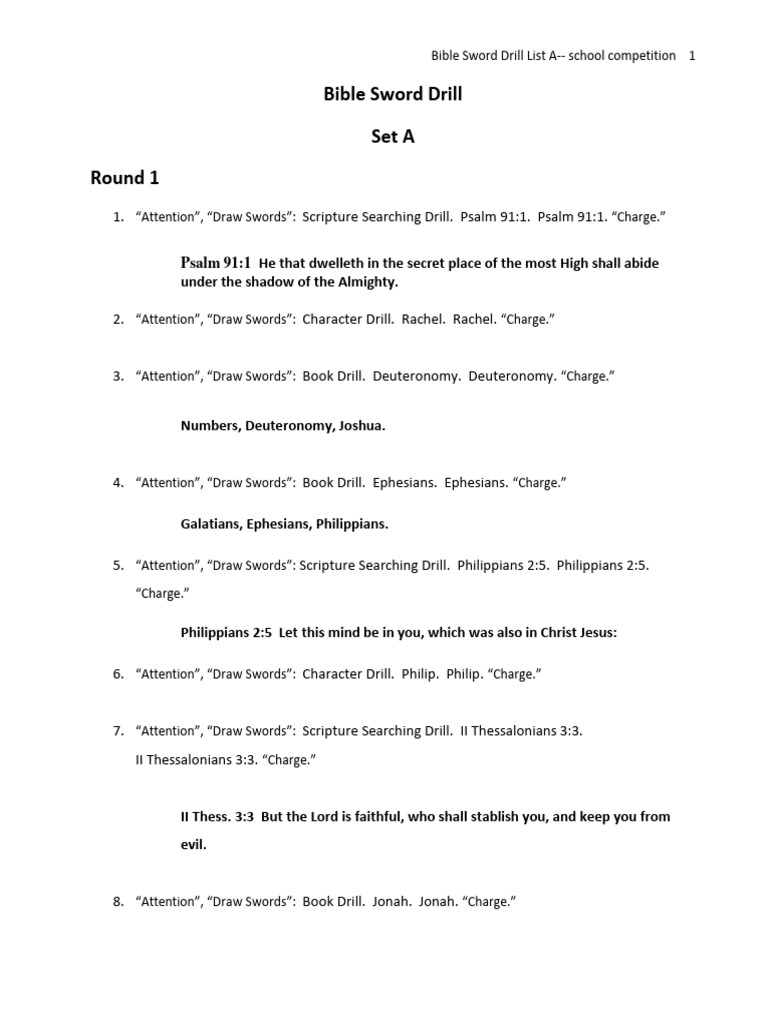 Bible Sword Drill Competition Guide | PDF | Gospel Of Mark | Bible