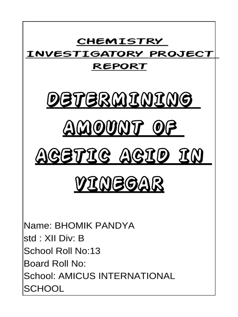 Determining Amount of Acetic Acid in Vinegar | PDF | Titration | Chemistry