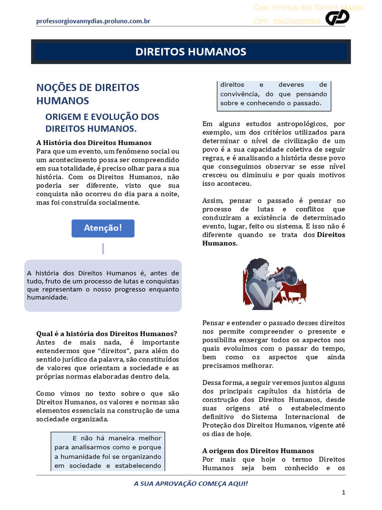 20240301160358 Aula 01 Evolucao Dos Direitos Humanos Pdf Direitos