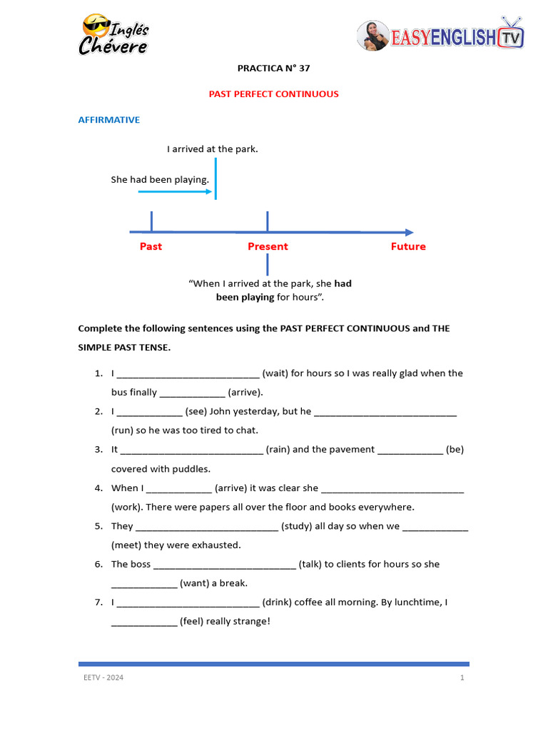 Past Perfect Continuous Exercises | PDF | Language Arts & Discipline