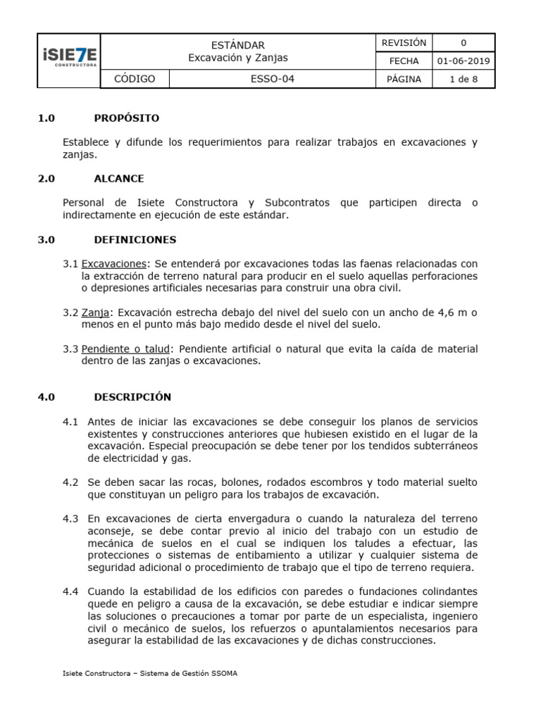 ESSO-04 - Excavacion y Zanjas | PDF | Agua