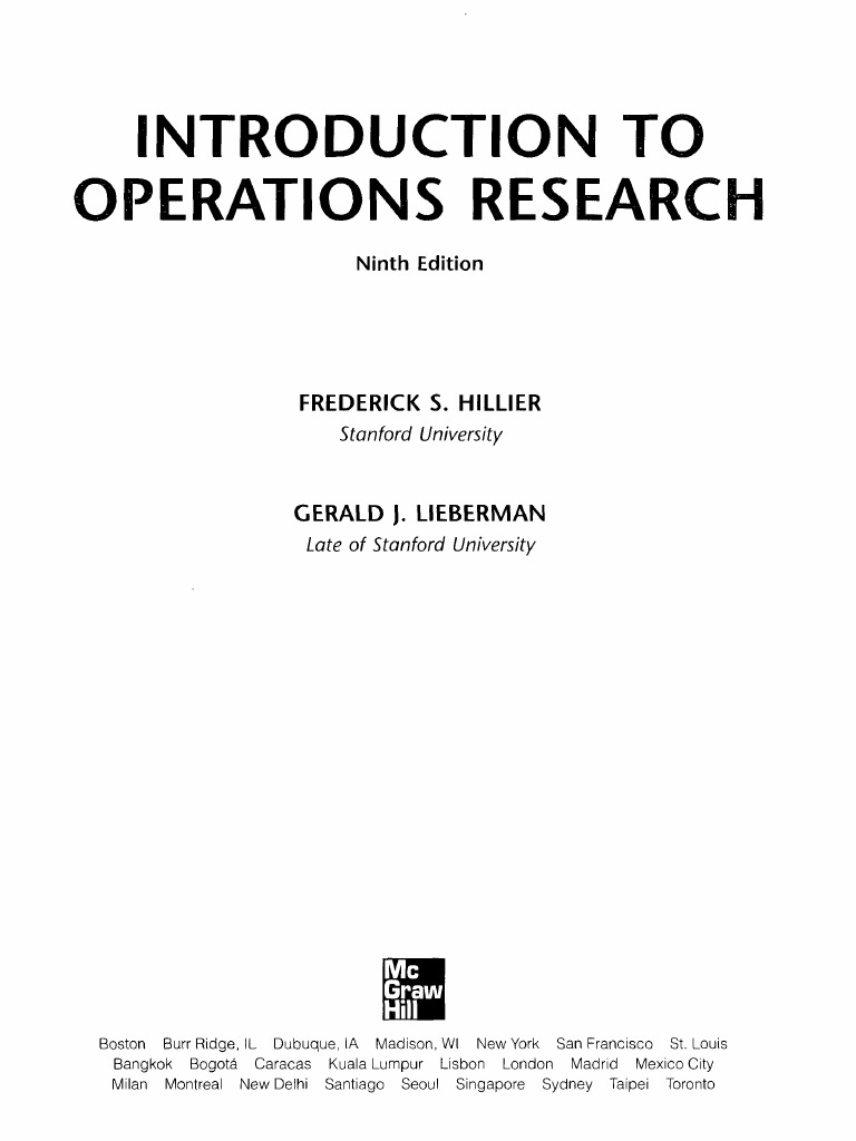 Introduction To Operations Research: Ninth Edition | PDF | Mathematical Optimization | Linear ...