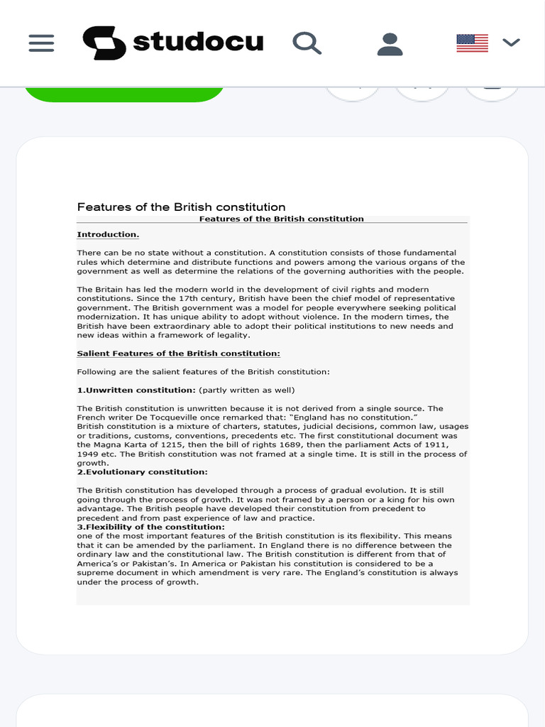 Salient Features of British Constitution - Featur | PDF | Constitution ...