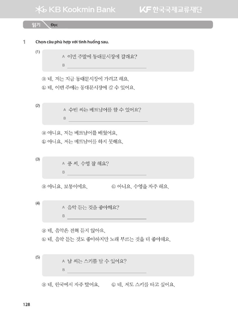 Bai Tap GT Tieng Han Tong Hop - So Cap 1-129-132 | PDF