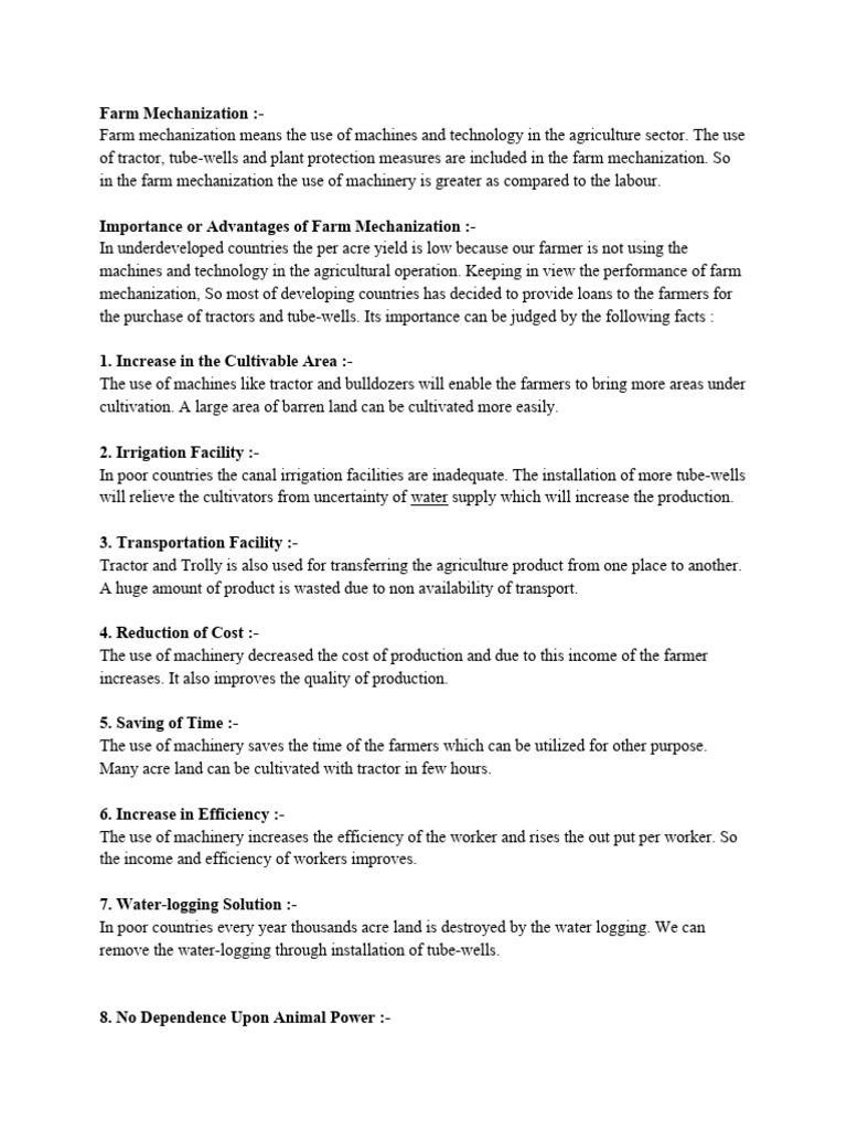 Benefits and Challenges of Farm Mechanization | PDF | Farms | Agriculture