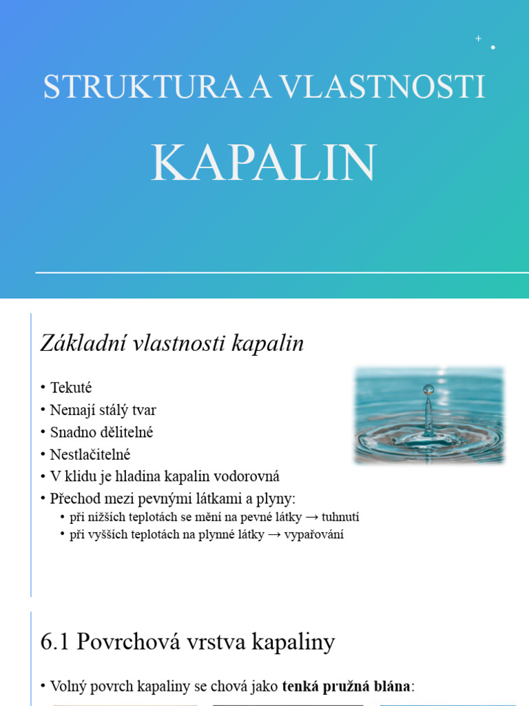 Struktura A Vlastnosti Kapalin | PDF