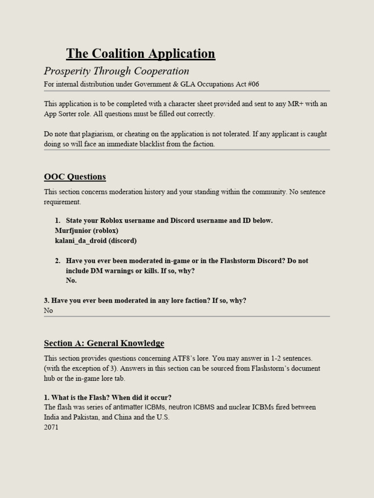 (ATF) The Coalition Application 2023 | PDF | Social Science