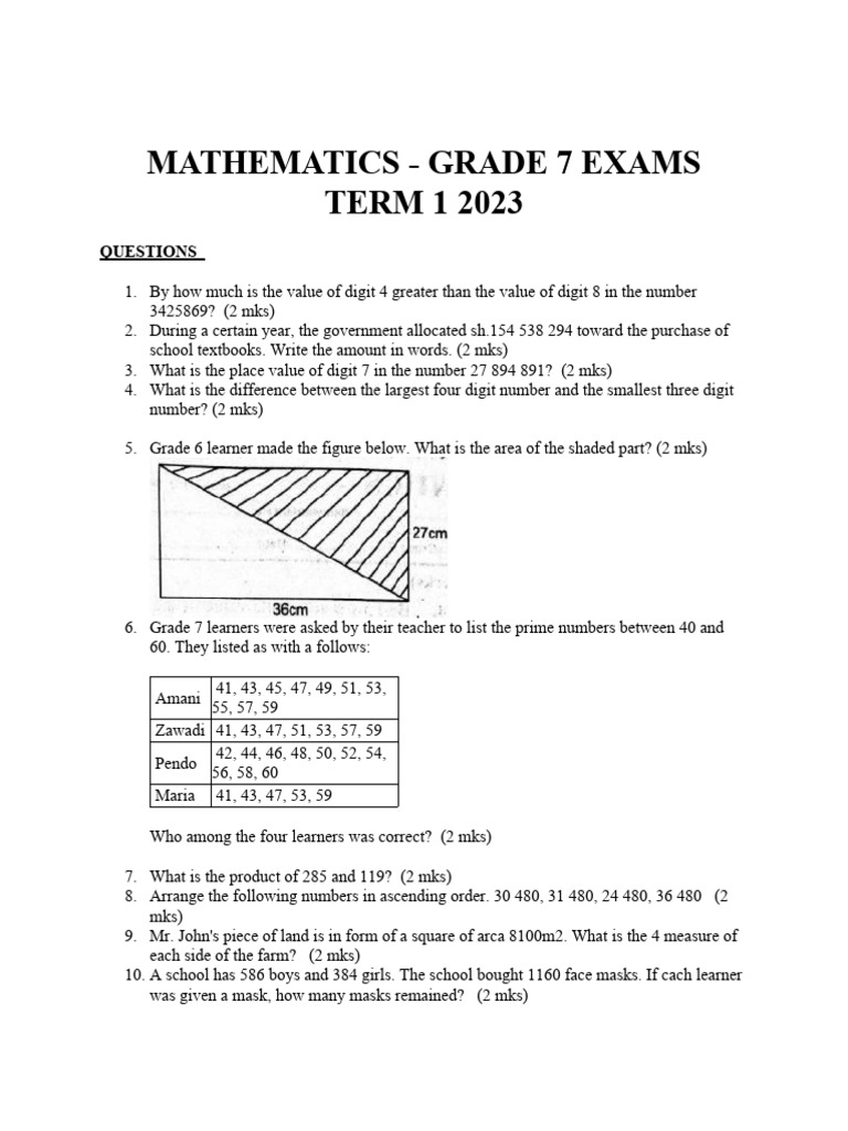 Mathematics Grade 7 | PDF | Numbers | Arithmetic