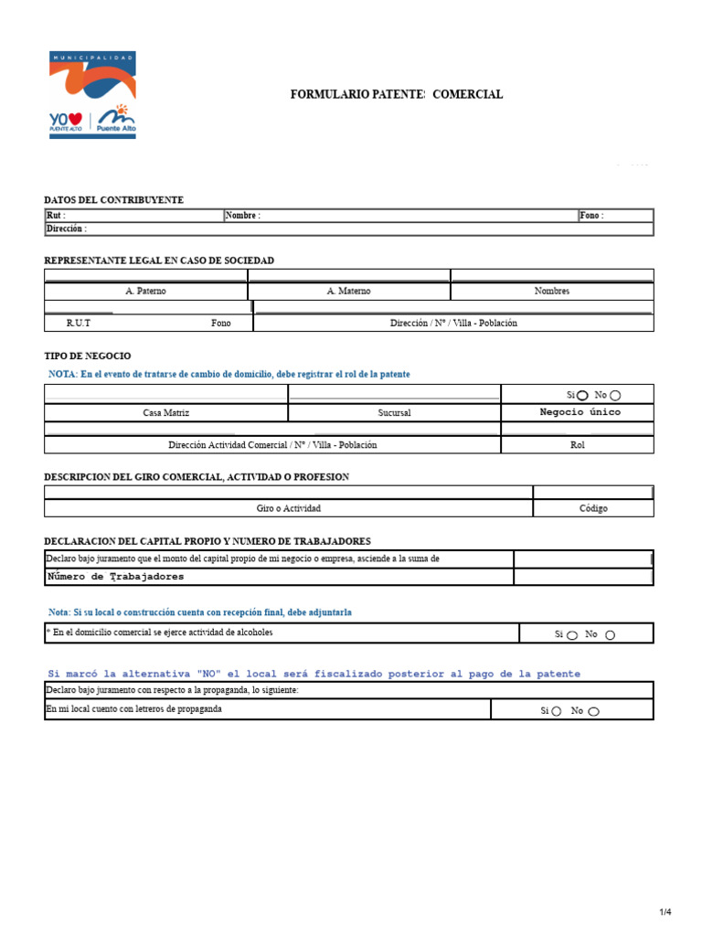 Formulario de Patente Comercial 2021 | PDF