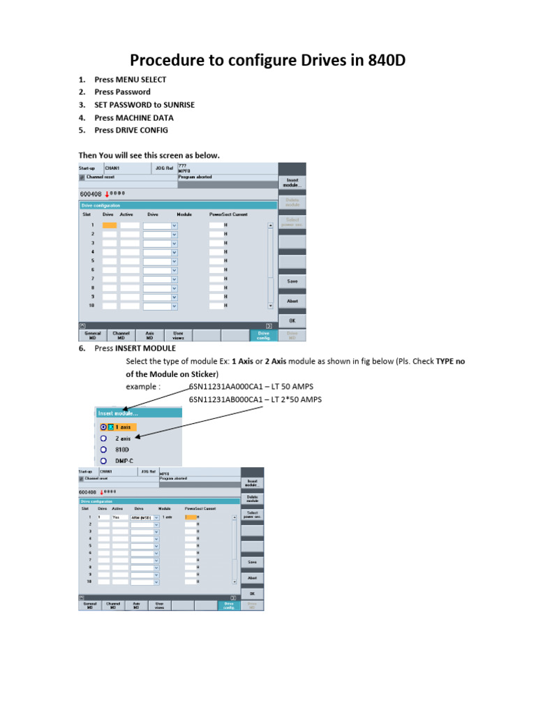 Procedure To Configure Drives in 840D Final 1 | PDF