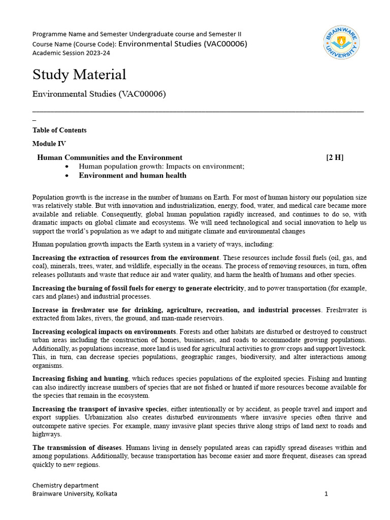 Module 4 Class Note VAC 00006 | PDF | Natural Environment | Earth Sciences