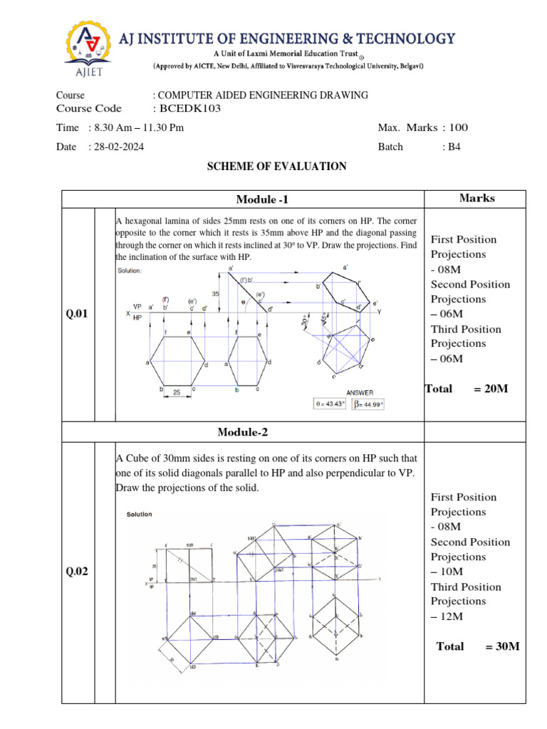 Solution QUESTION PAPER 28-2-2024 (8.30-11.30) | PDF | Geometric Shapes ...