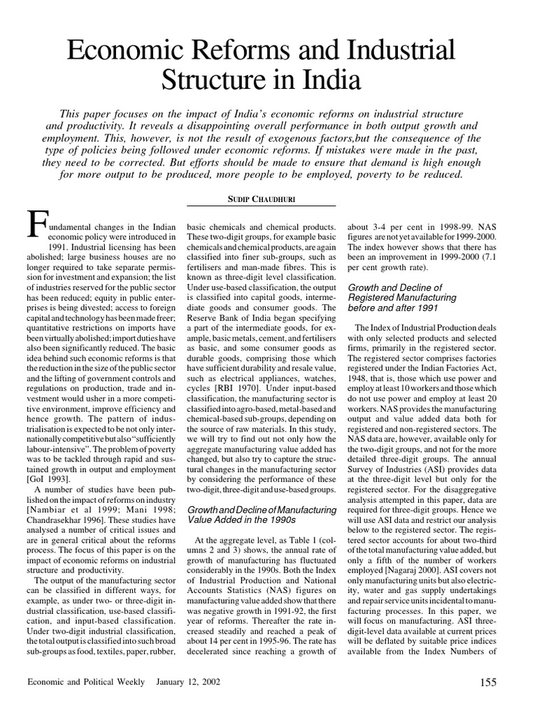 Chaudhuri (2002) EPW - Economic Reforms and Industrial Structure in ...