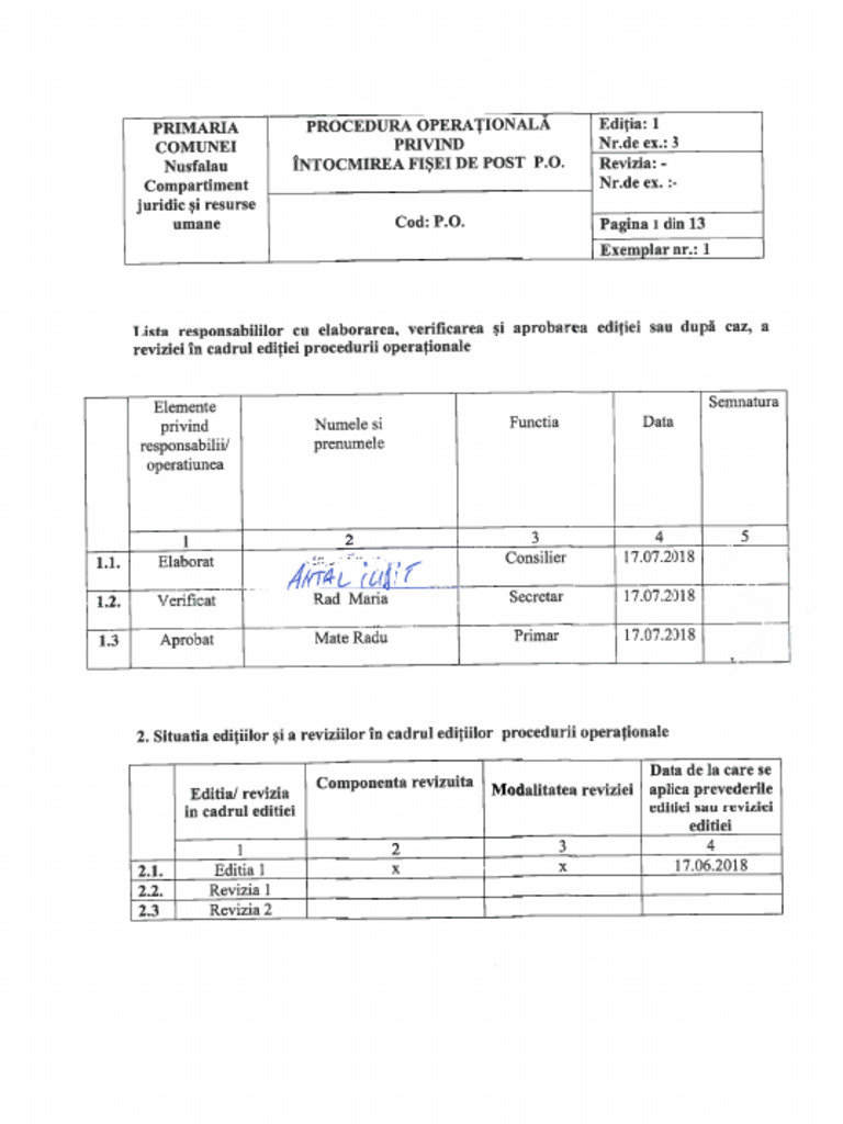 Procedura Operationala | PDF