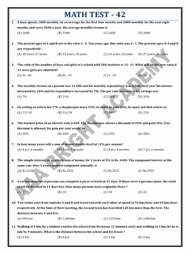 Math Test 42 | PDF