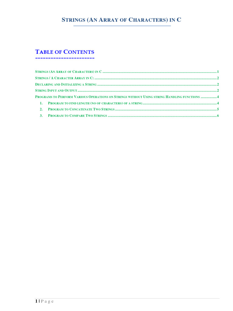 Lecture 20-21-22 - Strings or Character Arrays in C | PDF | String (Computer Science) | C ...