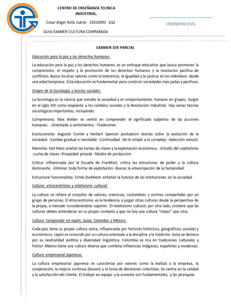 Guia Examen 1er Parcial | PDF | Sociología | Sociedad