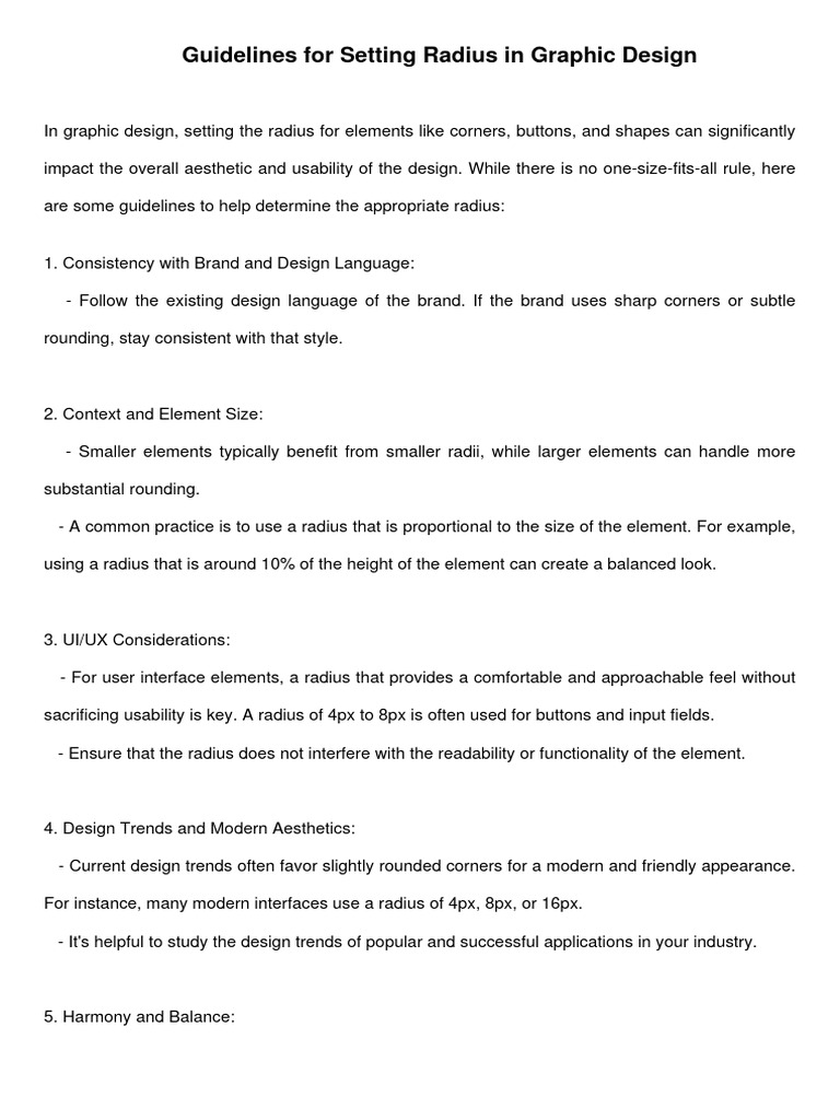 Setting Radius in Graphic Design Guidelines | PDF | Computing | Design