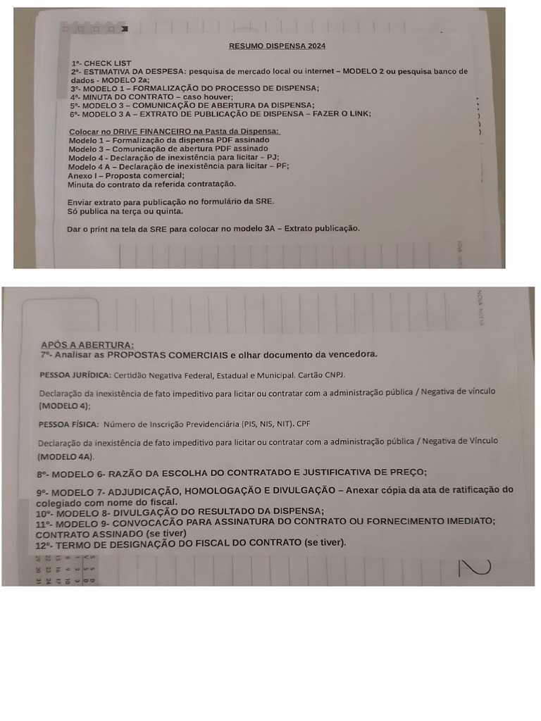 Chek Liste Dispensa Nova | PDF