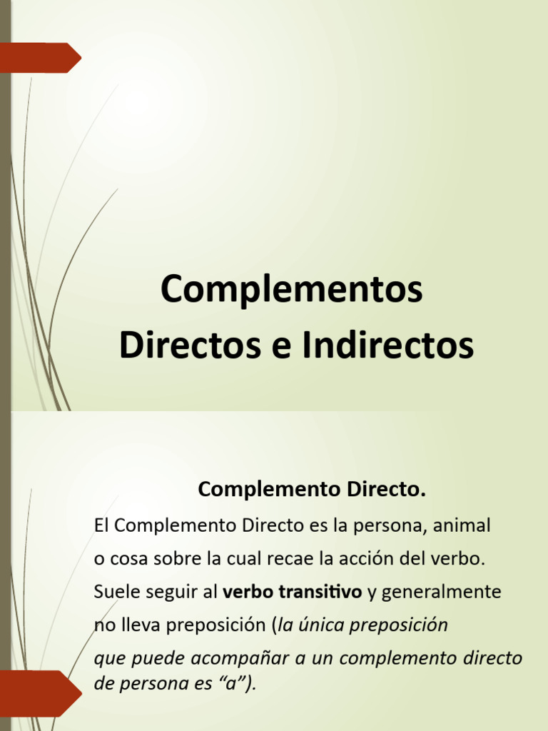 Complemento Directo e Indirecto. | PDF | Objeto (gramática) | Verbo