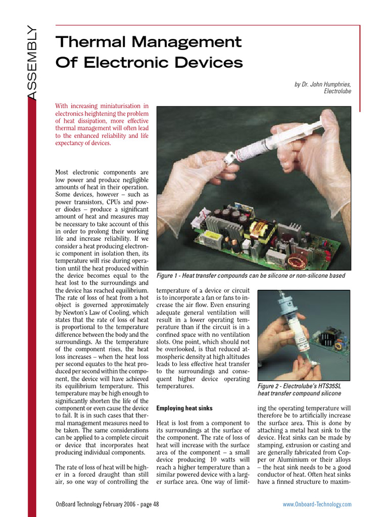 Thermal Management of Electronic Devices | PDF | Heat Transfer | Heat