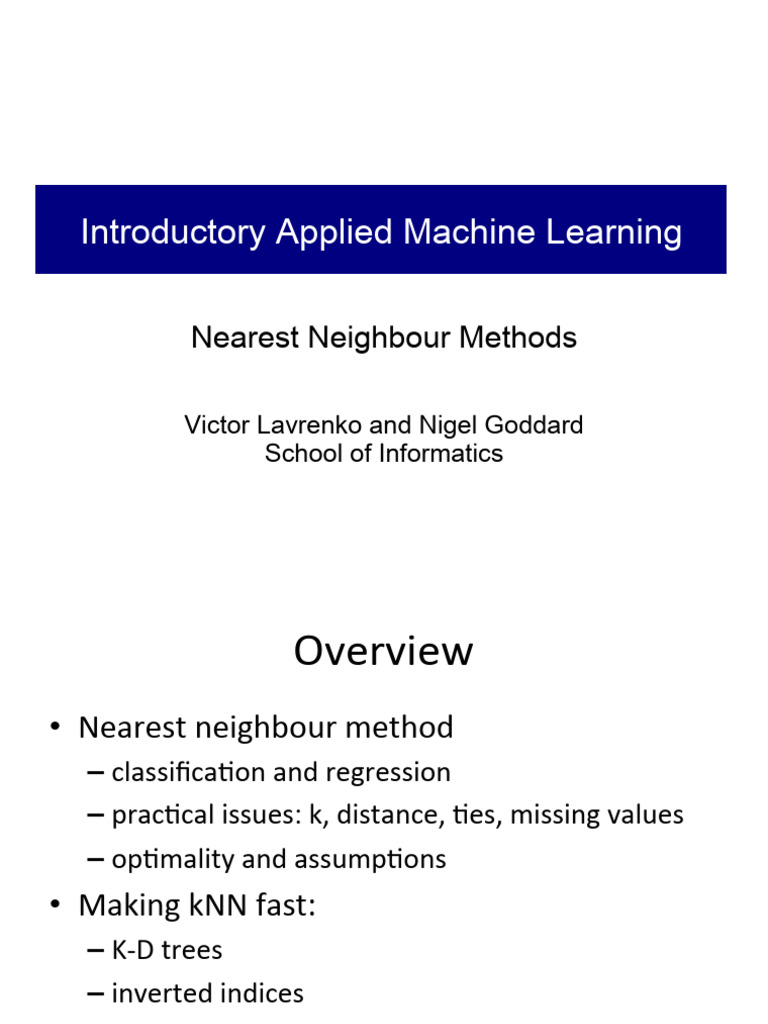 Week 7 Nearest Neighbours | PDF | Applied Mathematics | Algorithms