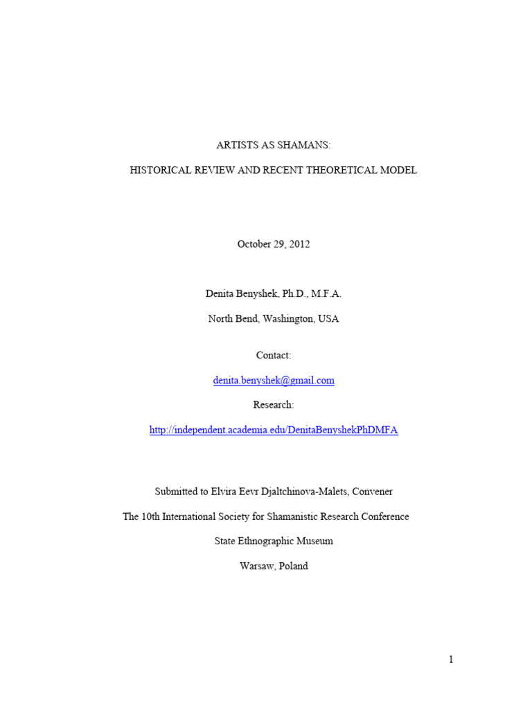 Artists as Shamans: Historical Insights | PDF | Shamanism | Entheogen
